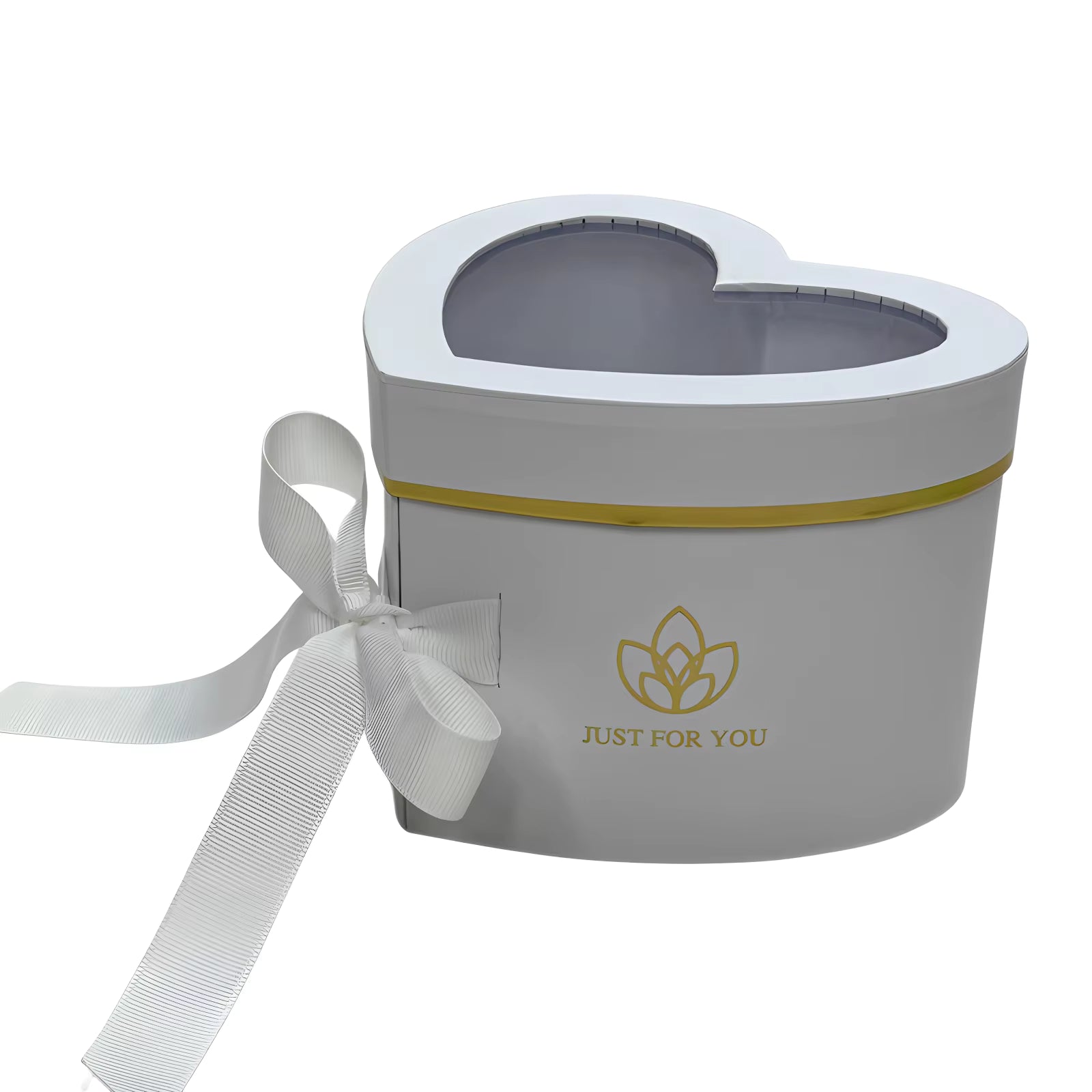 Mini Two-Layer Heart Flower Box with Clear Lid & Ribbon – Elegant Supply